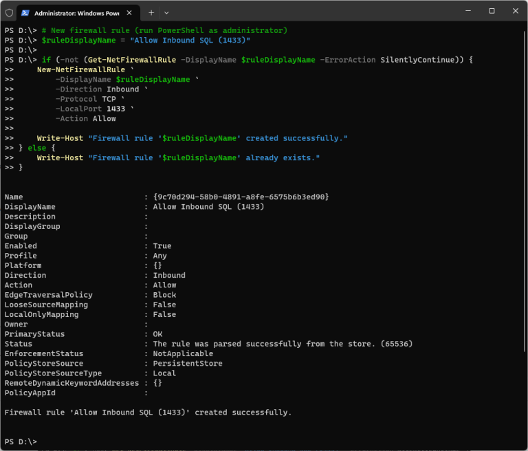 PowerShell: Creating a New Firewall Rule - DBASco