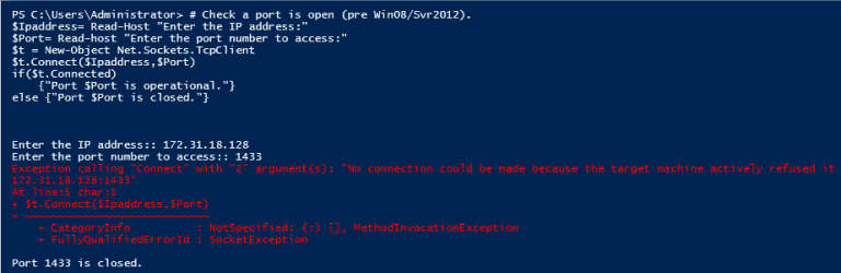 Testing Sql Server Connectivity With Powershell Dbasco